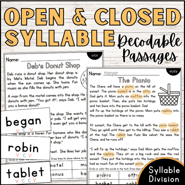 Teaching Open Syllables vs Closed Syllables