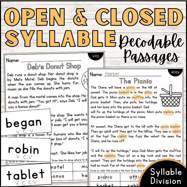 Teaching Open Syllables vs Closed Syllables