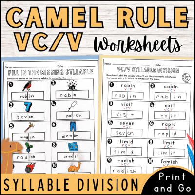 VCV Words Free List: Tiger & Camel Rule Syllable Division - Empire ...