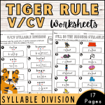 VCV Words Free List: Tiger & Camel Rule Syllable Division - Empire ...