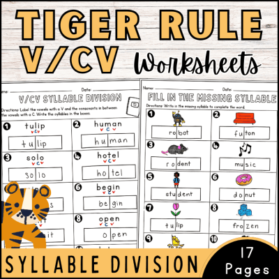 VCV Words Free List: Tiger & Camel Rule Syllable Division - Empire ...