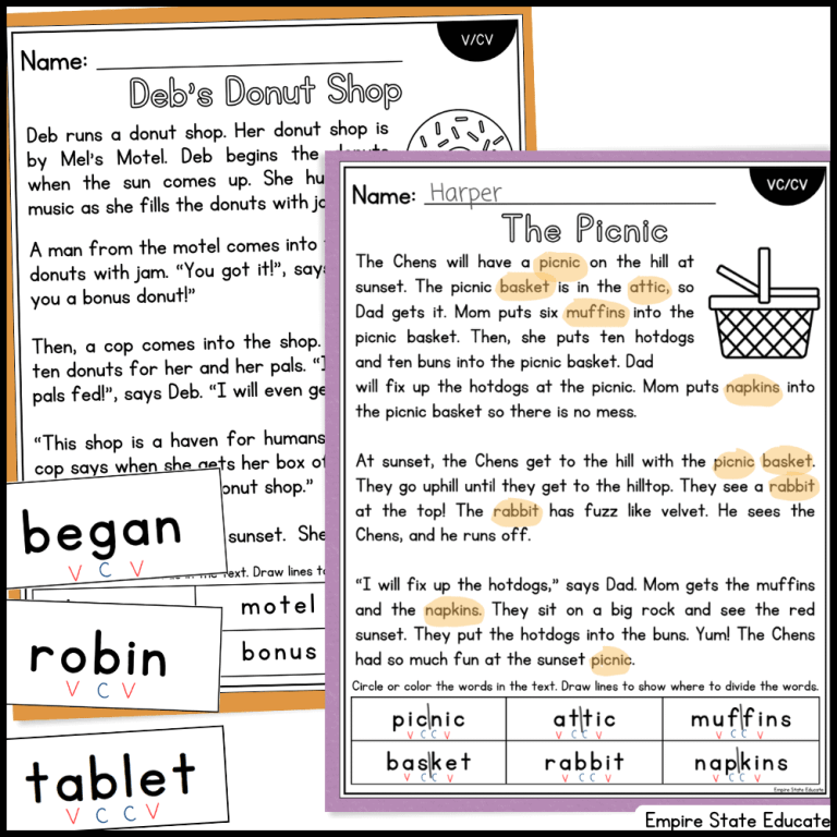 VCV Words Free List: Tiger & Camel Rule Syllable Division - Empire ...