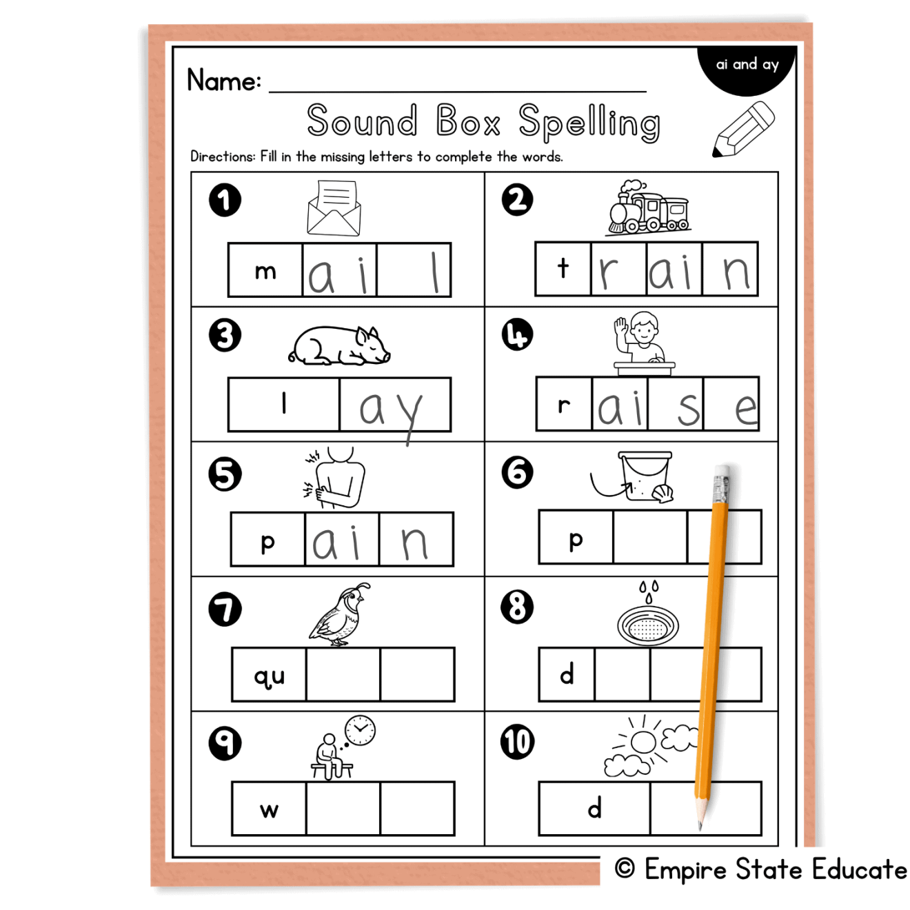 Long A ai and ay Vowel Team Words- Free List - Empire State Educate